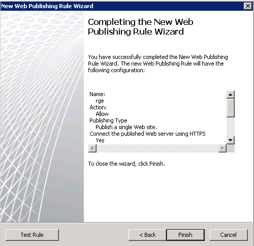 Create a New Web Site Publishing Rule