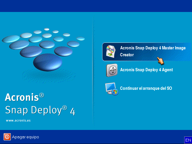 Comenzar a usar Acronis Snap Deploy 4