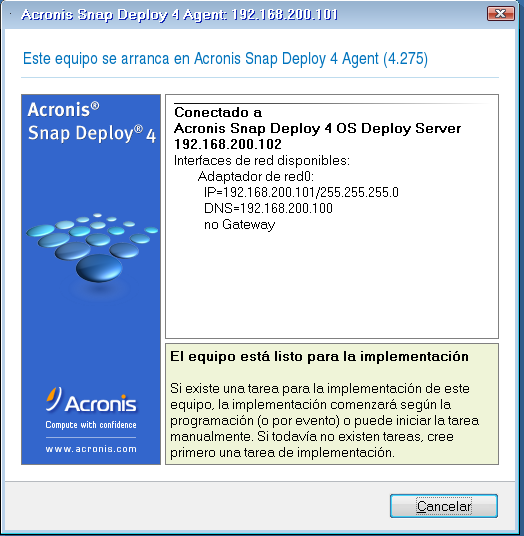 Comenzar a usar Acronis Snap Deploy 4