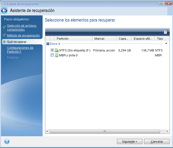 Recuperación de su sistema en el mismo disco