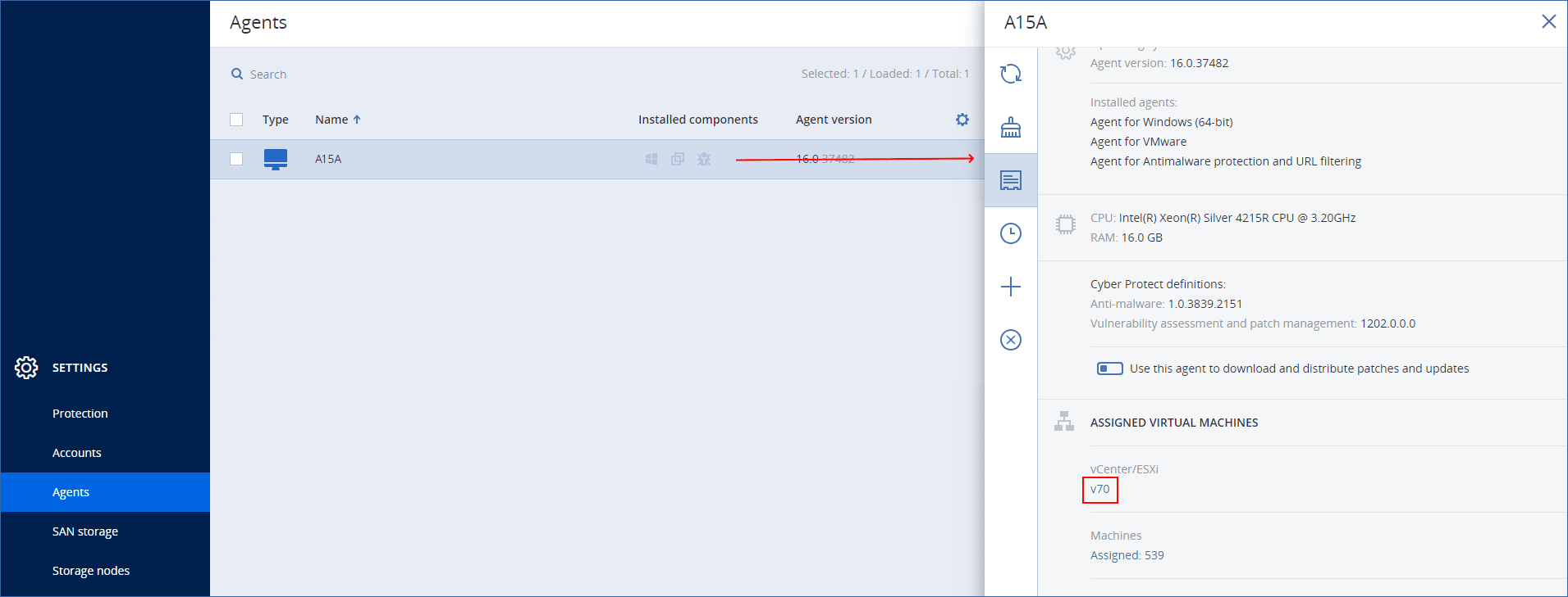 Cambio de la cuenta de usuario para agente para VMware
