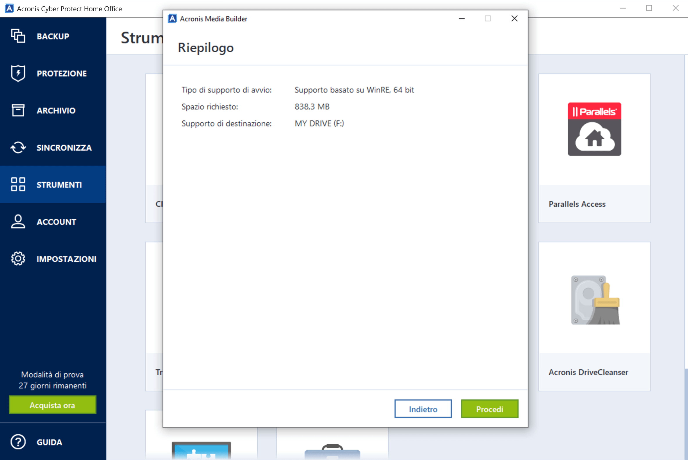 Guida rapida introduttiva - Acronis Cyber Protect Home Office